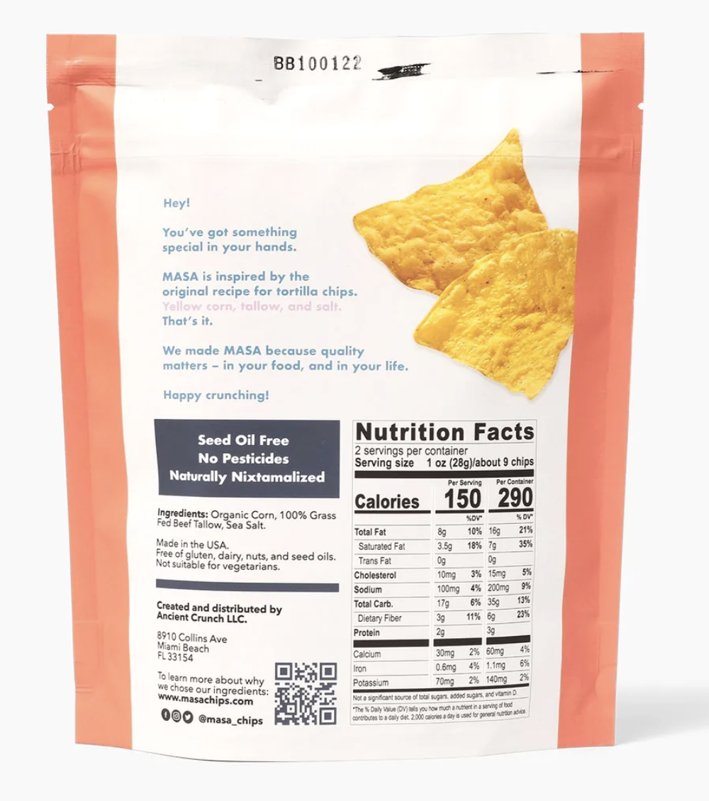 Three Stone Hearth. Ancient Crunch Masa Traditional Tortilla Chips 2 oz