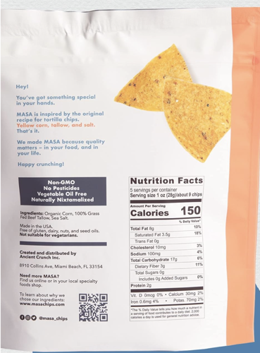 Three Stone Hearth. Ancient Crunch Masa Traditional Tortilla Chips 5 oz