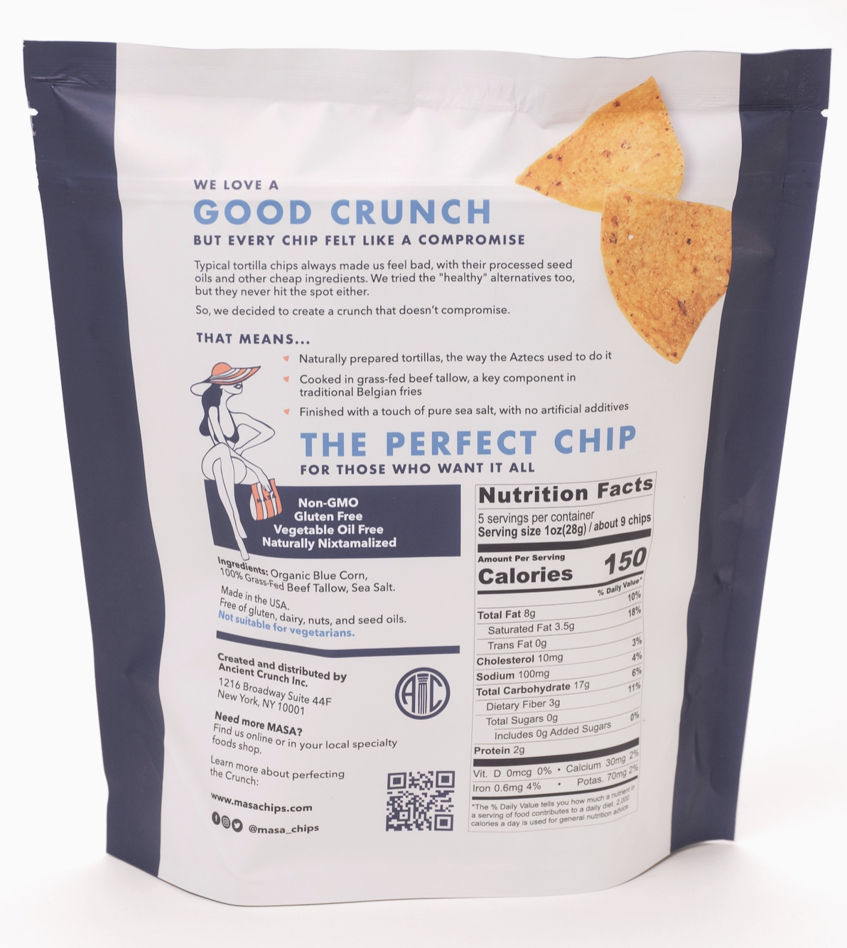 Three Stone Hearth. Masa Chips -Blue Corn-