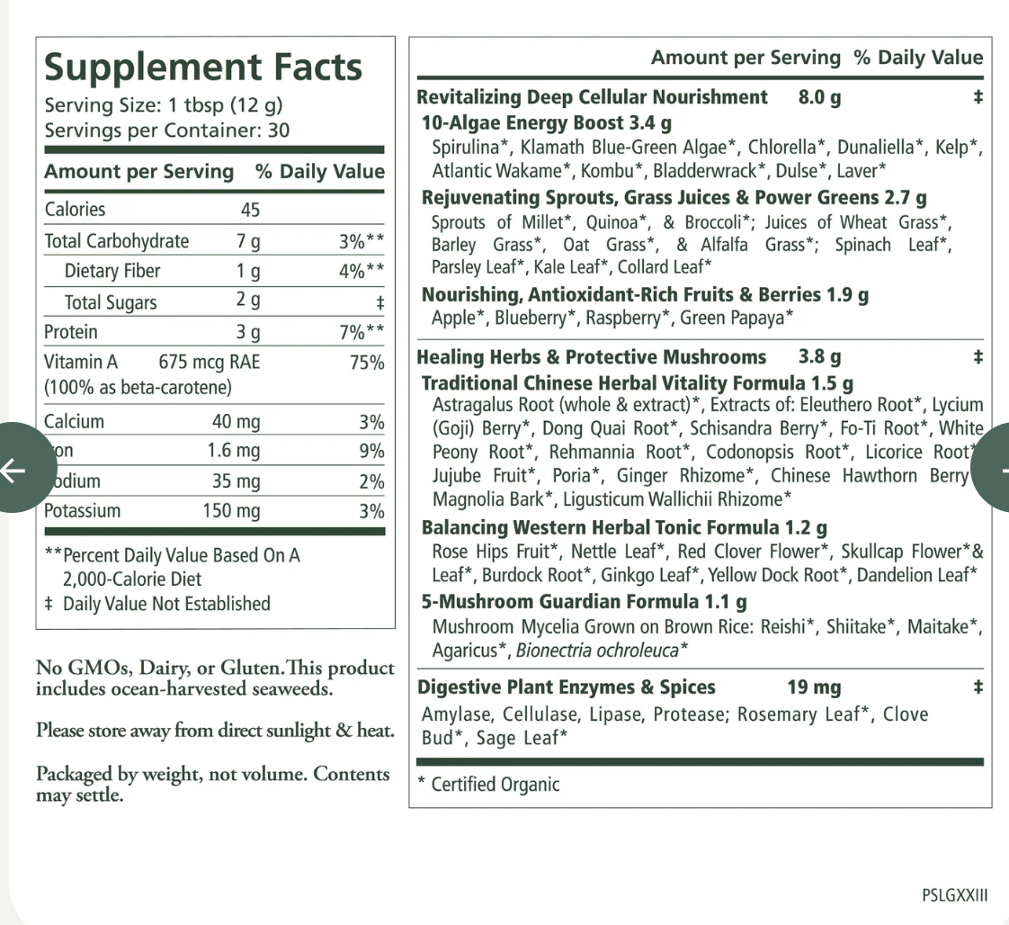 Three Stone Hearth. Pure Synergy-Organic Superfood-